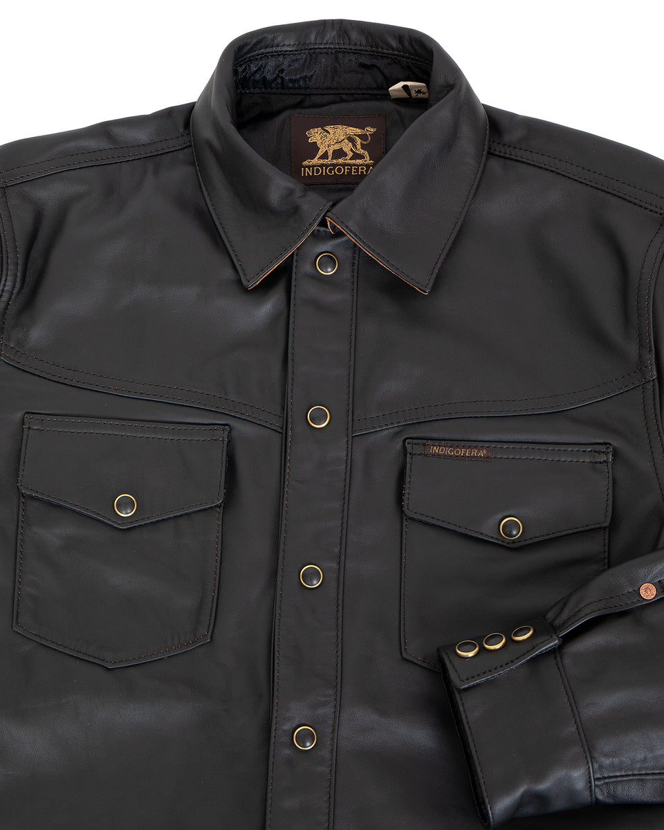 Indigofera Austin Leather Shirt, Navak Light, Black Teacore – Pancho And Lefty - Online Store