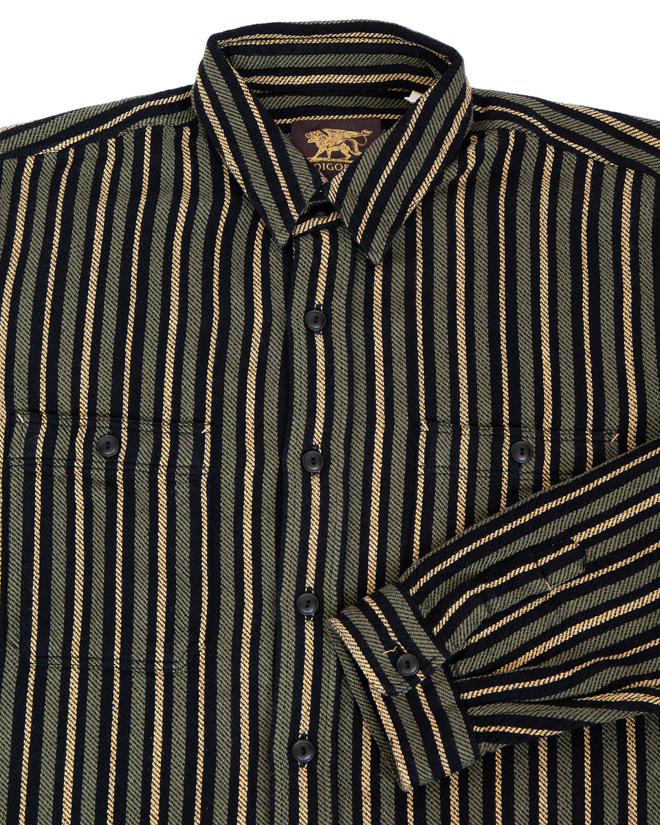 Indigofera McAllen Shirt, Twill Stripe, Black / Beige / Grey ...